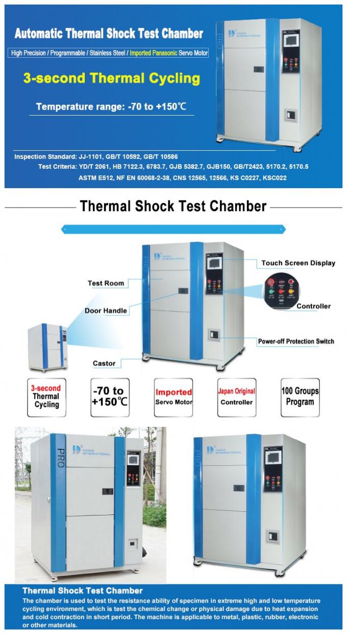 Three Zone Lab Test Machines / Thermal Shock Tester With Superior Safe ...